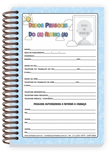 Gráfica Rich Laser: Dados Pessoais para Agenda Escolar Gráfica Rich Laser: Dados Pessoais para Agenda Escolar